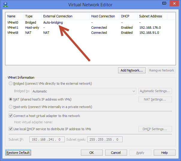 Pas de Bridged Network Adapter visible dans VmWare Player - TechSpace
